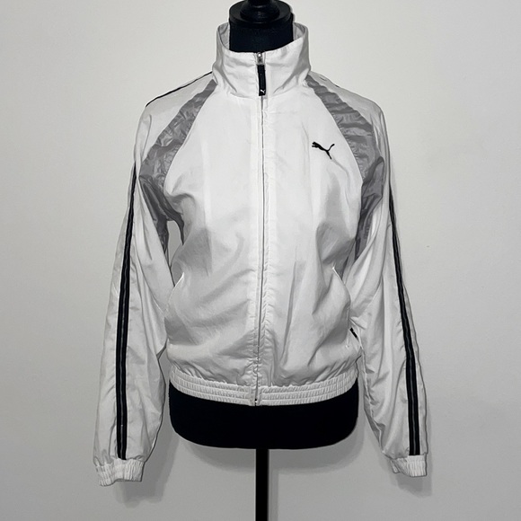 Puma | Jackets & Coats | Puma Vintage Track Jacket White Silver Black ...